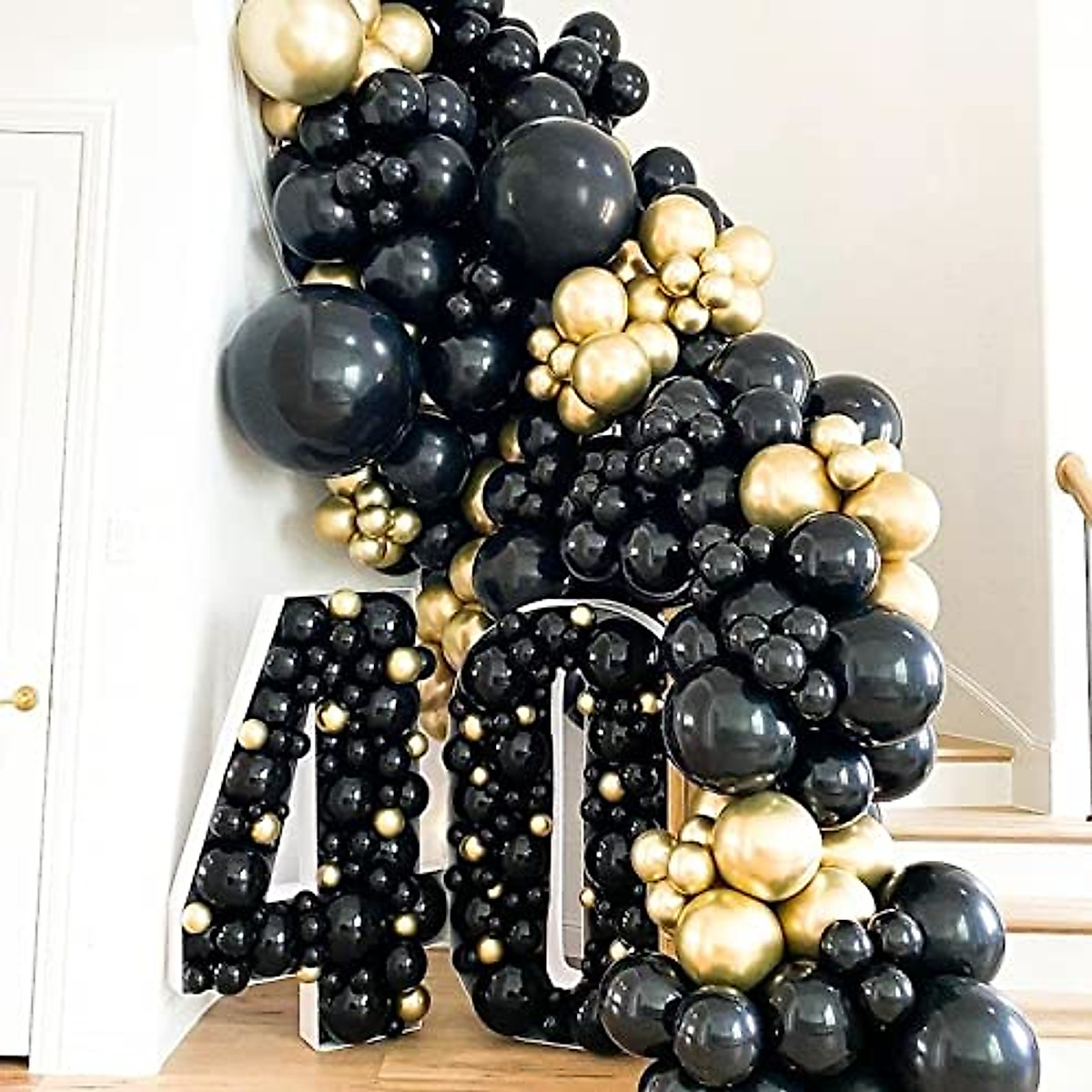 JOYYPOP Black Balloons 110 Pcs Black Balloon Garland Kit Different Sizes 5 10 12 18 Inch Black Balloons for Birthday Graduation Party Decorations