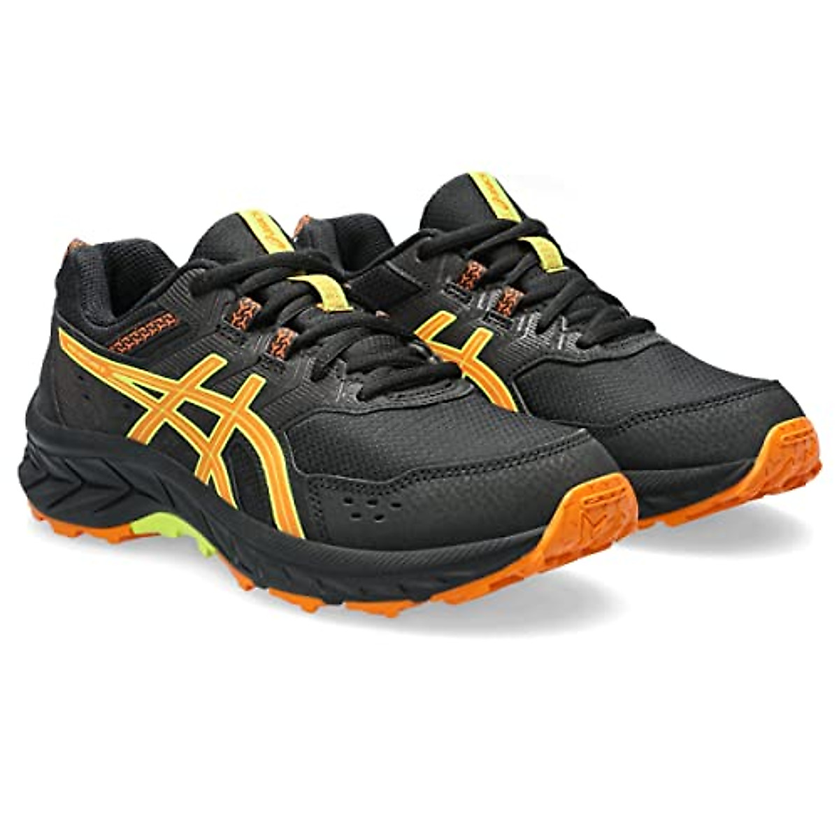 ASICS Kid's PRE Venture 9 Grade School Running Shoes, 5.5, Black/Bright Orange