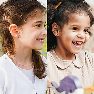 Jstyle 8 Pairs Hypoallergenic Screw Back Earrings for Girls Women 316L Stainless Steel Heart CZ Flower Butterfly Screwback Stud Earrings Cute Hoop Earring Set-Butterfly Style