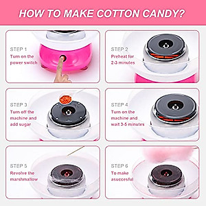 Cotton Candy Machine, 500W Portable Cotton Candy Makers for Kids Birthday Family Party Christmas Gift, Small Hard & Sugar-Free Candy Floss Making Machine with 20 Marshmallow Sticks and Sugar Scoop