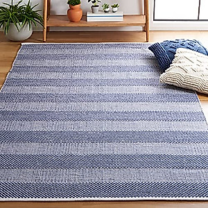 Safavieh Striped Kilim Collection 6' x 9' Ivory/Blue STK802M Flat Weave Cotton Area Rug