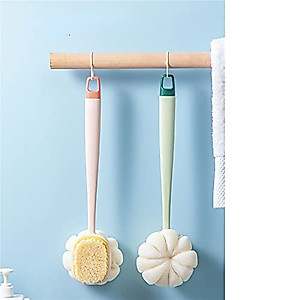 INGVY Dry Brushing Body Brush Enlarge Sponge Long Hanlde Soft Hair Bath Brush Doubleside Rub Cleaning Shower Brush Back Scrubber Exfoliating Cleaning Tool (Color : Green)