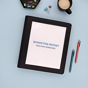 Blue Sky ProView Legacy Black 3 Ring Binder, Letter Size, 1.5", Textured Faux Leather Cover, Built in Pockets, Holds 265 Sheets (10040)