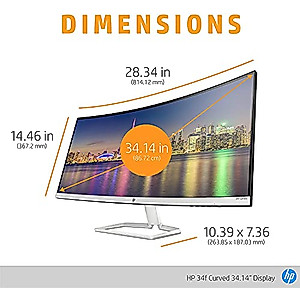 HP 34f 34” Curved Monitor with AMD FreeSync Technology | Ultra-Wide Quad HD Resolution (3440 × 1440p), IPS Display, and 3-Sided Low Bezel, 1-Yr Warranty (6JM50AA)