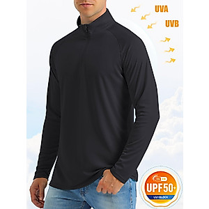 Sun Shirts for Men UV Protection UPF 50+ Rash Guard Shirt Long Sleeve Running Shirts for Men Fishing Shirts for Men Summer Shirts Black