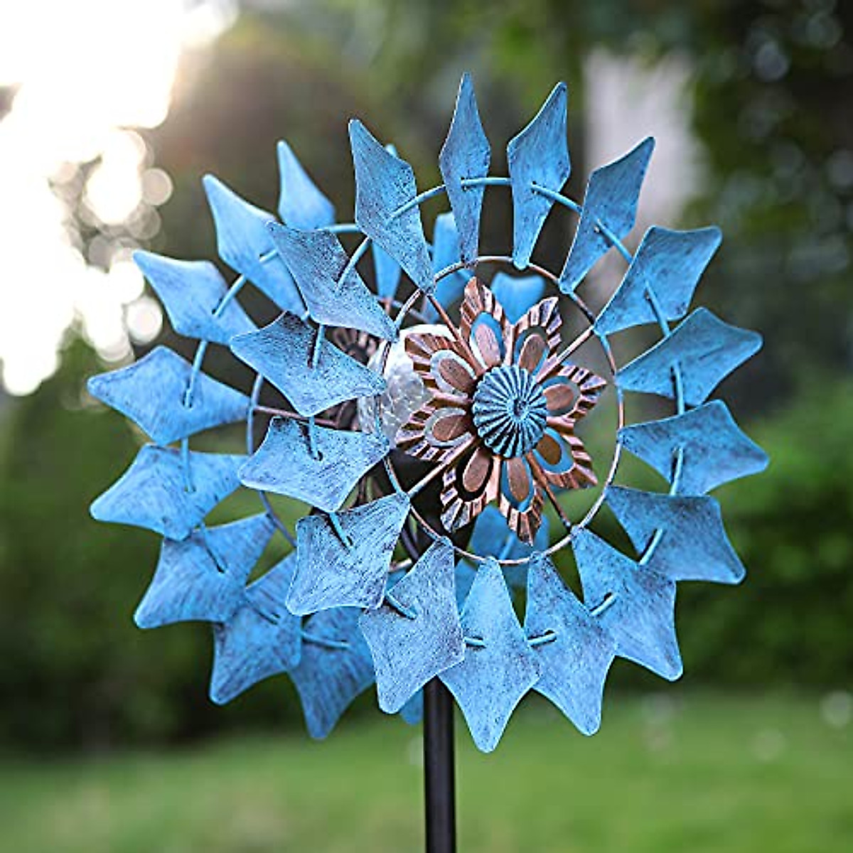 Solar Wind Spinner Azure - 360° Rotating Solar Garden Decor
