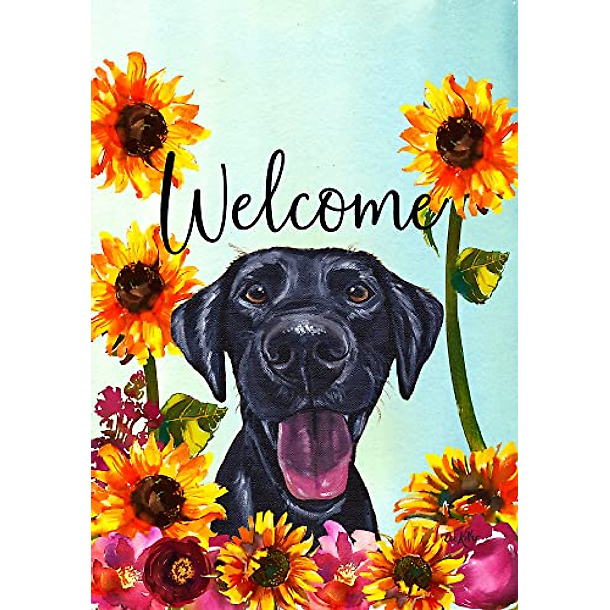 Black Labrador - Hippie Hound Studios Welcome Garden Flag