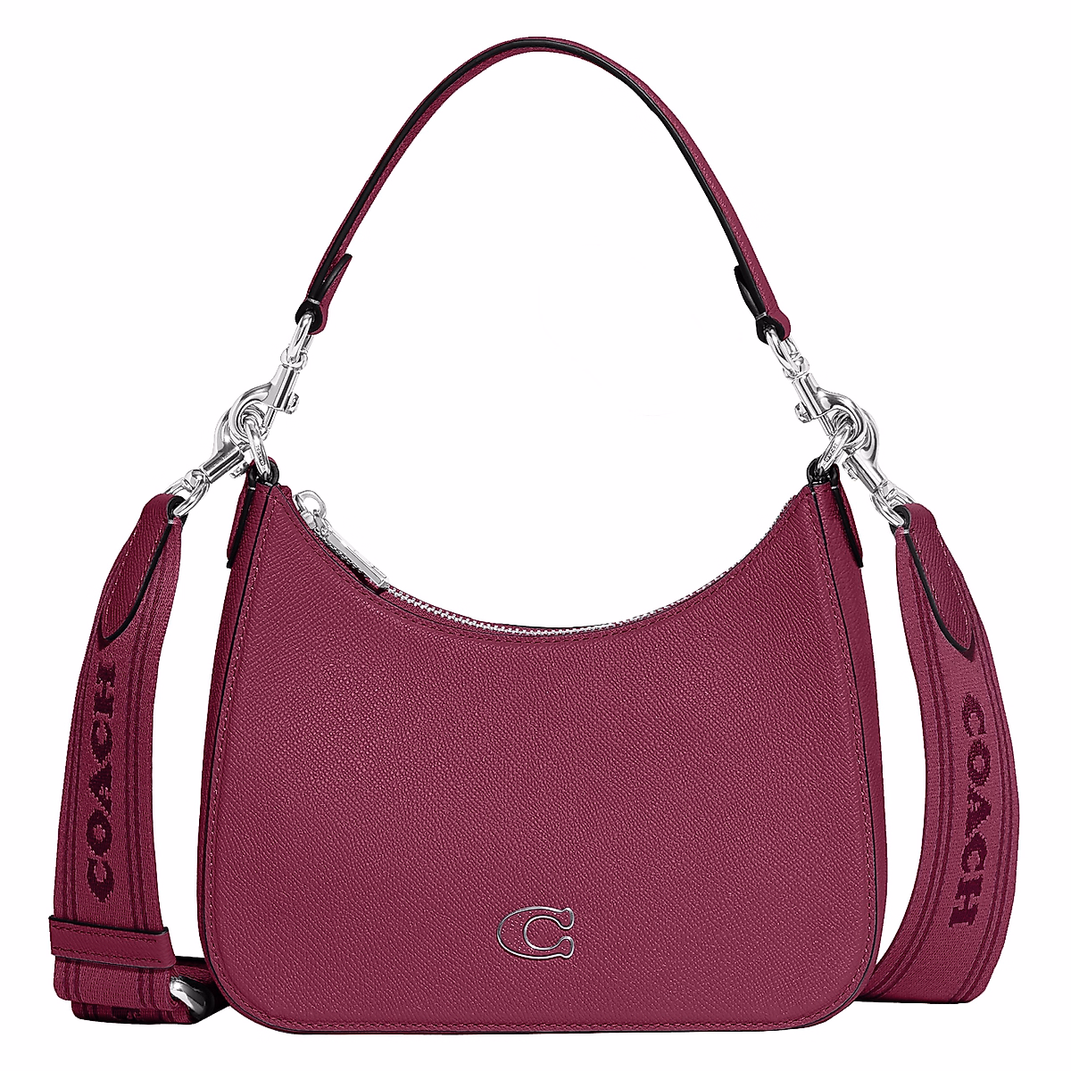 COACH Hobo Crossbody in Crossgrain, Deep Plum,