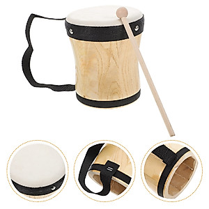 Vaguelly Kid Bongo Drum With Drum Stick Wood Percussion Musical Instrument for Kids Adults Beginners, 13cm