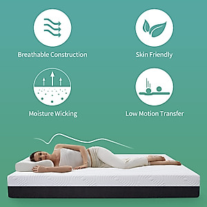 Opoiar King Size Mattress,10 Inch Green Tea Cooling Gel Memory Foam Mattress in a Box,Medium-Firm Mattress Made in USA,Pressure Relief & Temperature Regulation,Fiberglass-Free,CertiPUR-US Certified