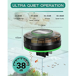 Petbank Automatic Fish Feeder for Aquarium - Rechargeable Fish Feeder Automatic Dispenser with Timer, Moisture-Proof and Precise Feeding Auto Fish Feeder for Vacation with USB Cable, LCD Display