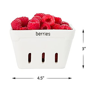 Ceramic Berry Basket set of 4 | Farmers berry basket | Strawberry market basket | Cute berry bowl | Unique ceramic fruit bowl| berry containers with holes | ceramic fruit basket for fridge