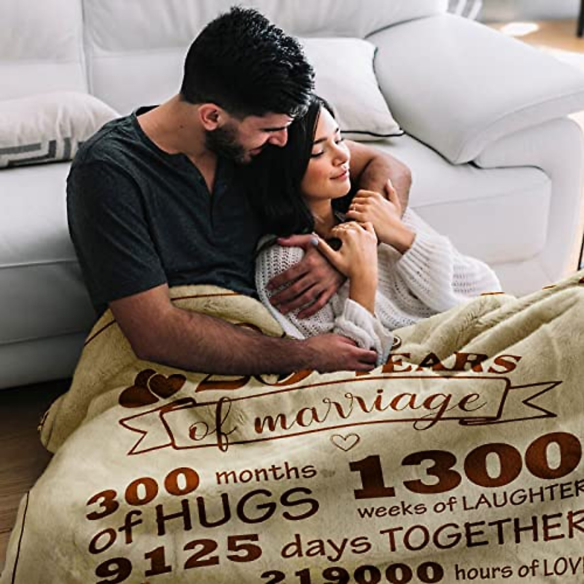 Dfaqehk 25th Silver Anniversary Romantic Gifts for Husband or Wife, Mothers Day 25th Wedding Anniversary Unique Gifts for Couple, Best 25 Year Anniversary Throw Blanket Gift for Him, 60 x 50 Inch