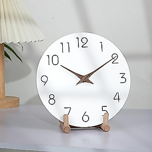 Mosewa Wall Clock 8 Inch Silent Non Ticking Wall Clocks Battery Operated - Simple Minimalist Wooden Clock Decorative for Kitchen,Home,Bedroom,Living Room, Office(8" White)