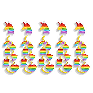 21 Pcs Pop Push Bubble Hanging Swirl Decorations, Pop Push Bubble Party Ceiling Streamers Hanging Swirl Wind Chimes Spiral Pendant Pop Birthday Party Supplies for Girls Boys