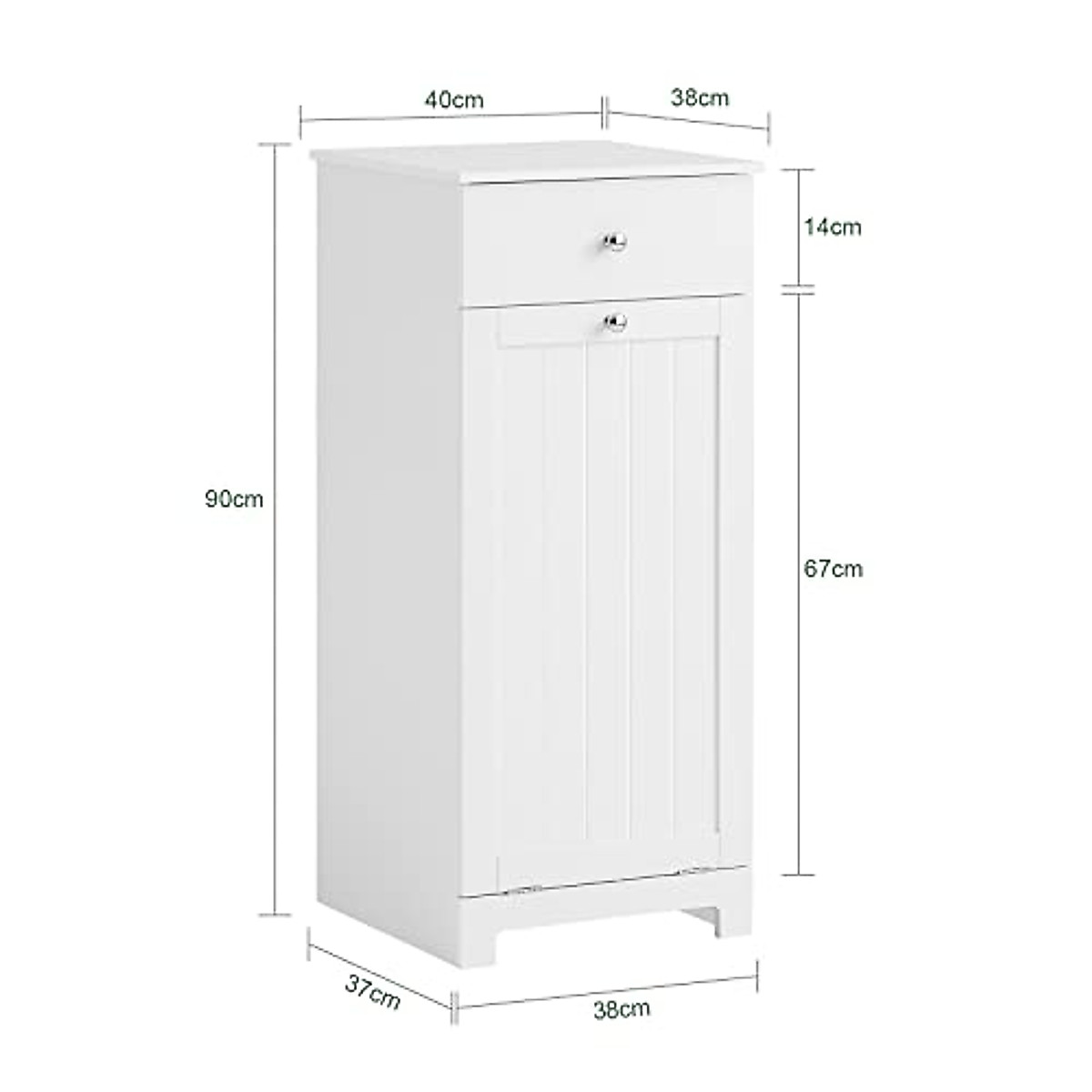 Haotian BZR21-W, White Bathroom Laundry Cabinet with Basket, Tilt-Out Laundry Hamper, Bathroom Storage Cabinet Unit with Drawer, 15.7"x15"x35.4"