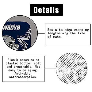 Namdeva 4PCS Sports Shower Curtain Set, American Football Helmet Stadium Grey Dots White Quotes Navy Blue Texas Star Touchdown Man Cave Bathroom Decor, Non-Slip Bath Mat, Gifts for Men Teenage Boys