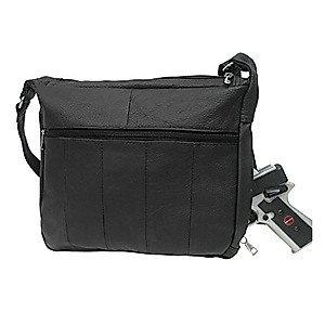 Black Leather Concealed Carry Handbag Roma 7082