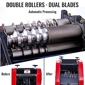 CREWORKS Automatic Wire Stripper with Wheels, 12 Channel Electric Wire Stripping Machine with Dual Roller for 7/0 to 18 Gauge Copper Wire, Scrap Cable Stripper Electrician Tool for Wire Recycling