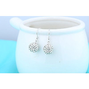 Crystalline Azuria Solid Silver Woman Earrings Disco Ball White Crystals Dangle Hook Earrings for Women
