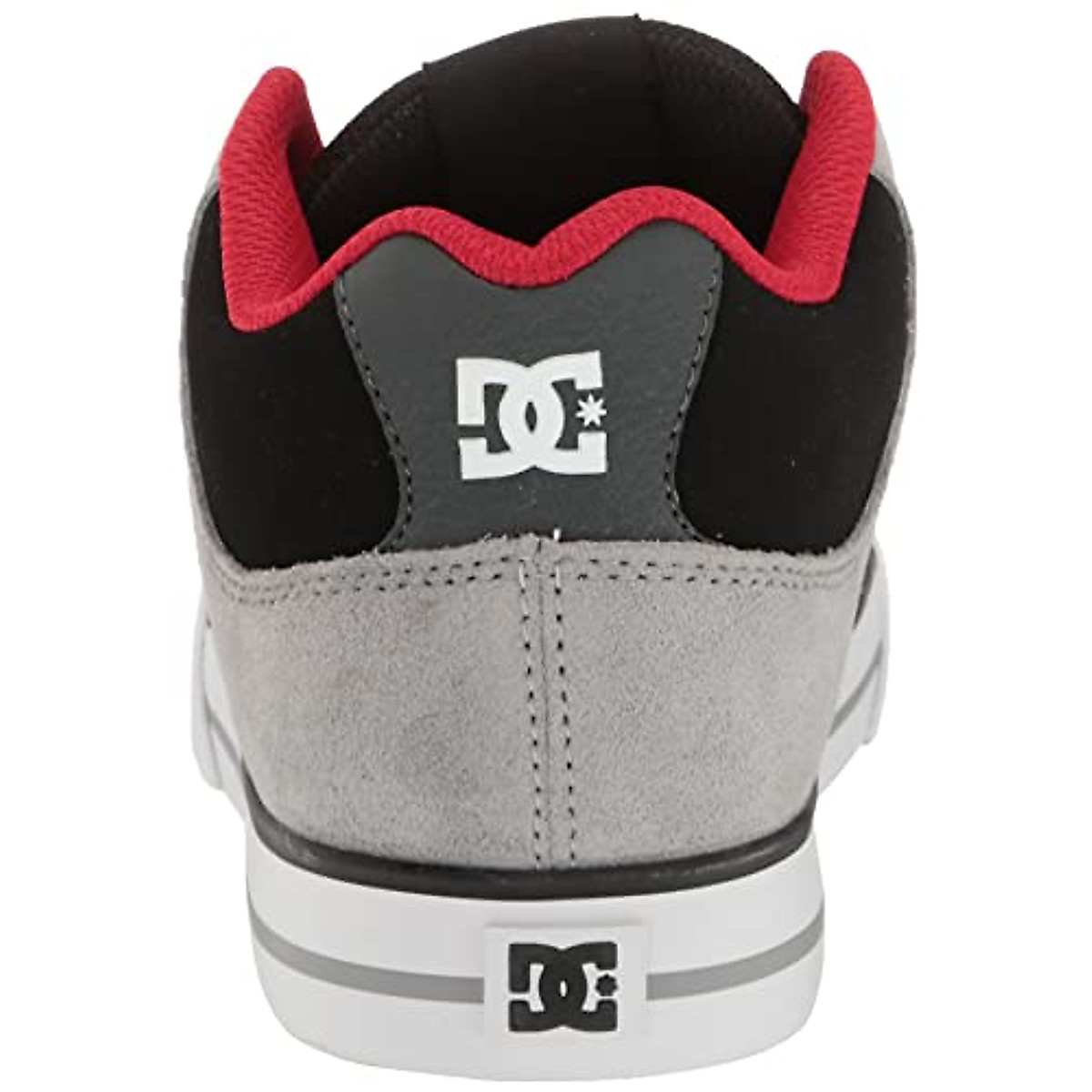 DC Men's Pure MID Casual Skate Shoe, Black/Grey/RED, 12
