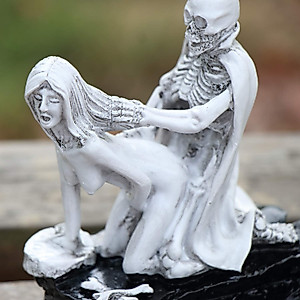 Gothic Death & Love Skull Beauty Girl Figurine Resin Cigarette Ashtray Home Table Decor