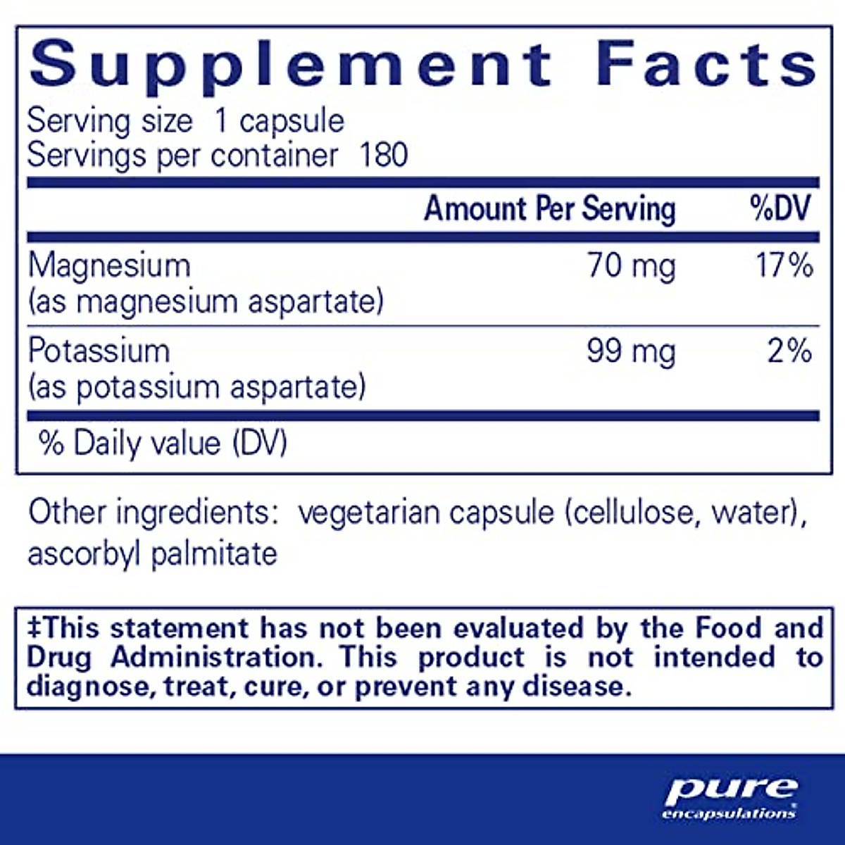 Pure Encapsulations Potassium Magnesium (Aspartate) | Supplement to Support Heart, Muscular, Bone, and Nerve Health* | 180 Capsules