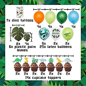 Three Rex Birthday Party Decorations - 3 rex birthday decorations boys w/ 2 dinosaur birthday banner - three rex balloons - 3rd birthday decorations for boys - three rex birthday party decorations boy