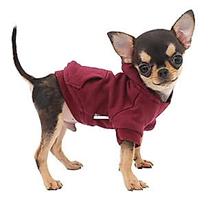 LOPHIPETS Dog Hoodies Sweatshirts for Small Dogs Teacup Chihuahua Yorkie Puppy Clothes Cold Weather Coat-Red/XXS