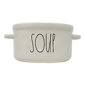 Rae Dunn Ceramic Serving Bowl (3.5" in H x 6" in Diameter, Soup/White/Orange Interior)