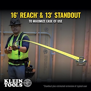 Klein Tools 9216 Tape Measure, Heavy-Duty Measuring Tape with 16-Foot Double-Hook Double-Sided Nylon Reinforced Blade, with Metal Belt Clip