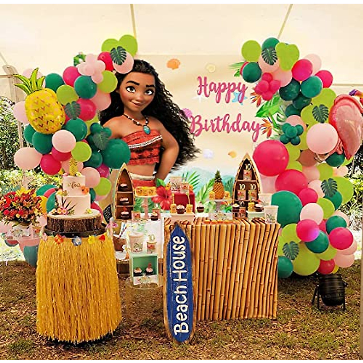 7x5ft Moana Backdrop Maui Summer Beach Princess Girls Birthday Photo Background Baby Shower Party Supplies Cake Table Decorations