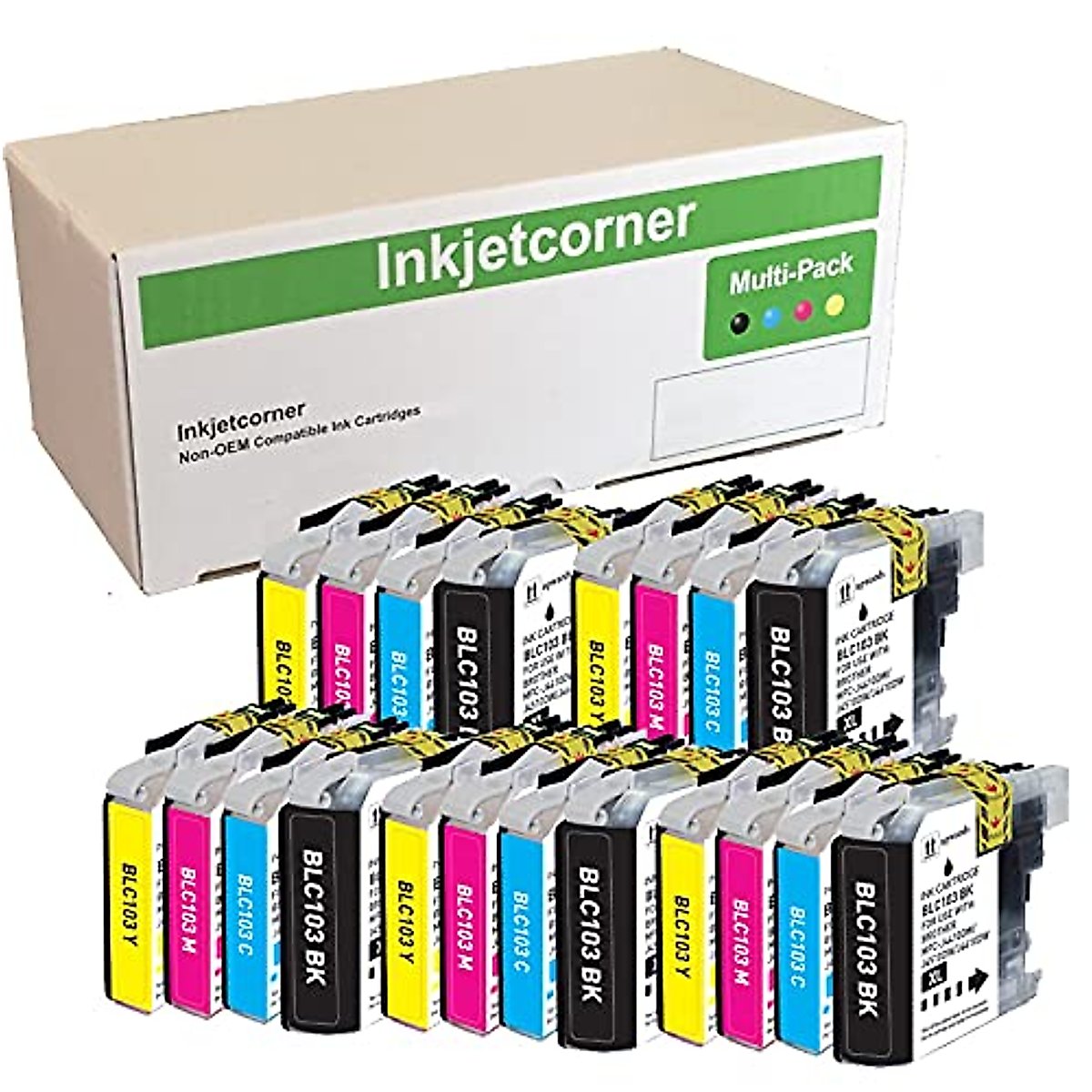 Inkjetcorner Compatible Ink Cartridges Replacement for LC103 LC103XL for use with MFC-J450DW MFC-J470DW MFC-J475DW MFC-J870DW MFC-J875DW (5 Black, 5 Cyan, 5 Magenta, 5 Yellow, 20-Pack)
