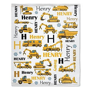 Ottoy Personalized Baby Blanket Custom Construction Trucks Dump Truck Name Blankets for Boys Girls Kids Soft Swaddle Blanket, Newborn Receiving Blankets Birthday Gifts 40"x30" (Toddler) for Pets