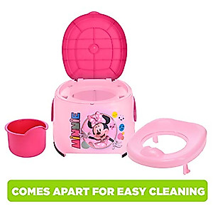 Disney's Minnie Mouse Made You Smile 3-in-1 Potty Training System for Toilet Training Kids, Multi-Stage Potty Training - Floor Potty, Detachable Potty Ring, Step Stool|Toilet Seat for Kids&Toddlers