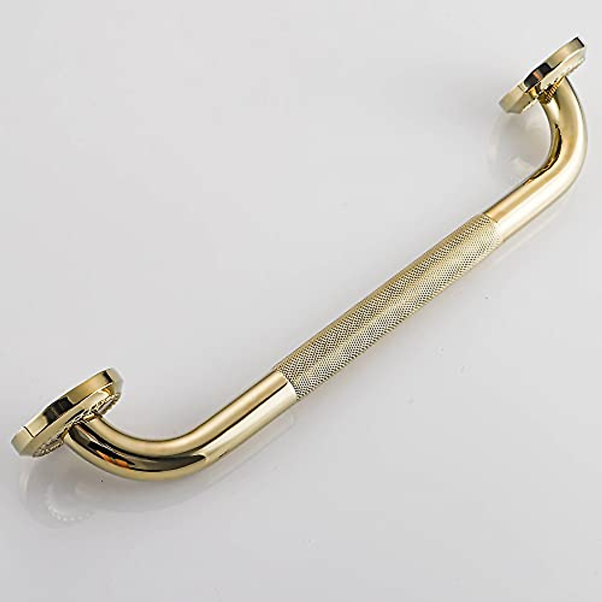 IMPEU Textured Shower Grab Bar, 12-Inch Bathroom Support Rails, Stylish Safety Armrest Hand Rail, Polished Brass/Gold Finish, Good for Senior, Kids, Elderly