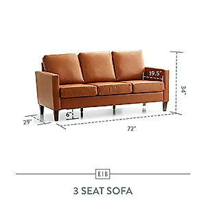 Edenbrook Archer Upholstered Couch – Couches for Living Room - Camel Faux Leather Couch - Living Room Furniture - Small Couch - Seats Three - Straight Arm Modern Couch, Sofa