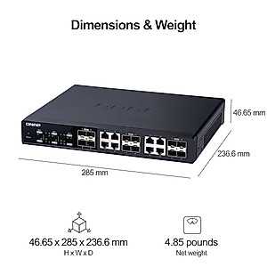 QNAP QSW-M1208-8C 10GbE Managed Switch, with 8-Port 10GbE SFP+/RJ45 Combo and 4-Port 10GbE SFP+ Gigabit