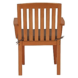 National Outdoor Living Eucalyptus Wood Patio Dining Armchair with Chocolate Brown Cushion
