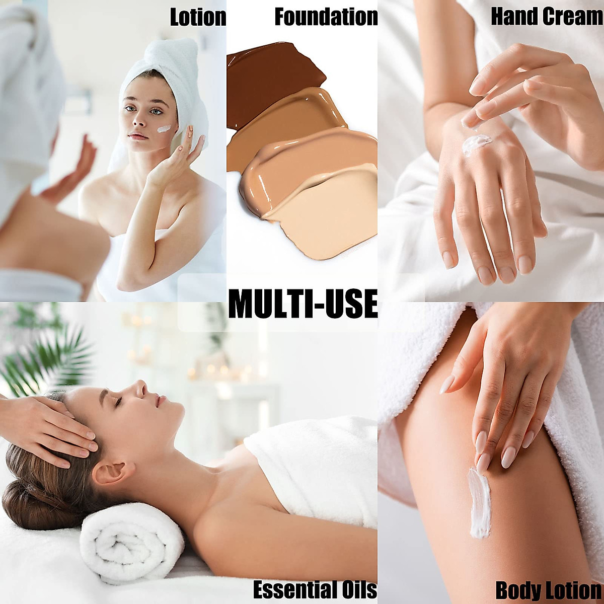 Lil Ray 1 Oz Refillable Airless Pump Bottle, Empty Travel Lotion Container, Plastic Cosmetic Dispenser for Liquid foundation, Lotion, Essential oil, Shampoo (6PCS,Light Gold)