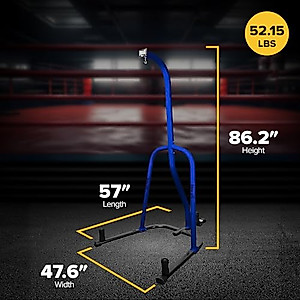 Everlast 100 Pound Capacity Punching Bag Stand Workout Equipment for Kickboxing, Boxing, and MMA Training with 3 Plate Pegs, Blue