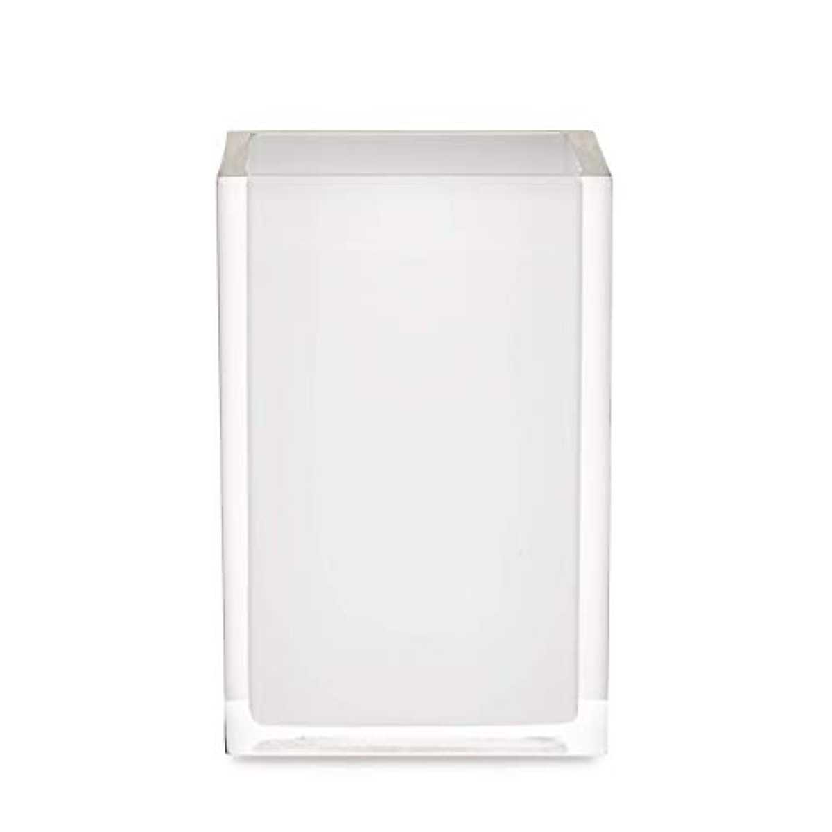 Essentra Home White and Transparent Bathroom Tumbler from The Cristallino Collection Also Great as Pen Holder or as a Makeup Brush Holder.