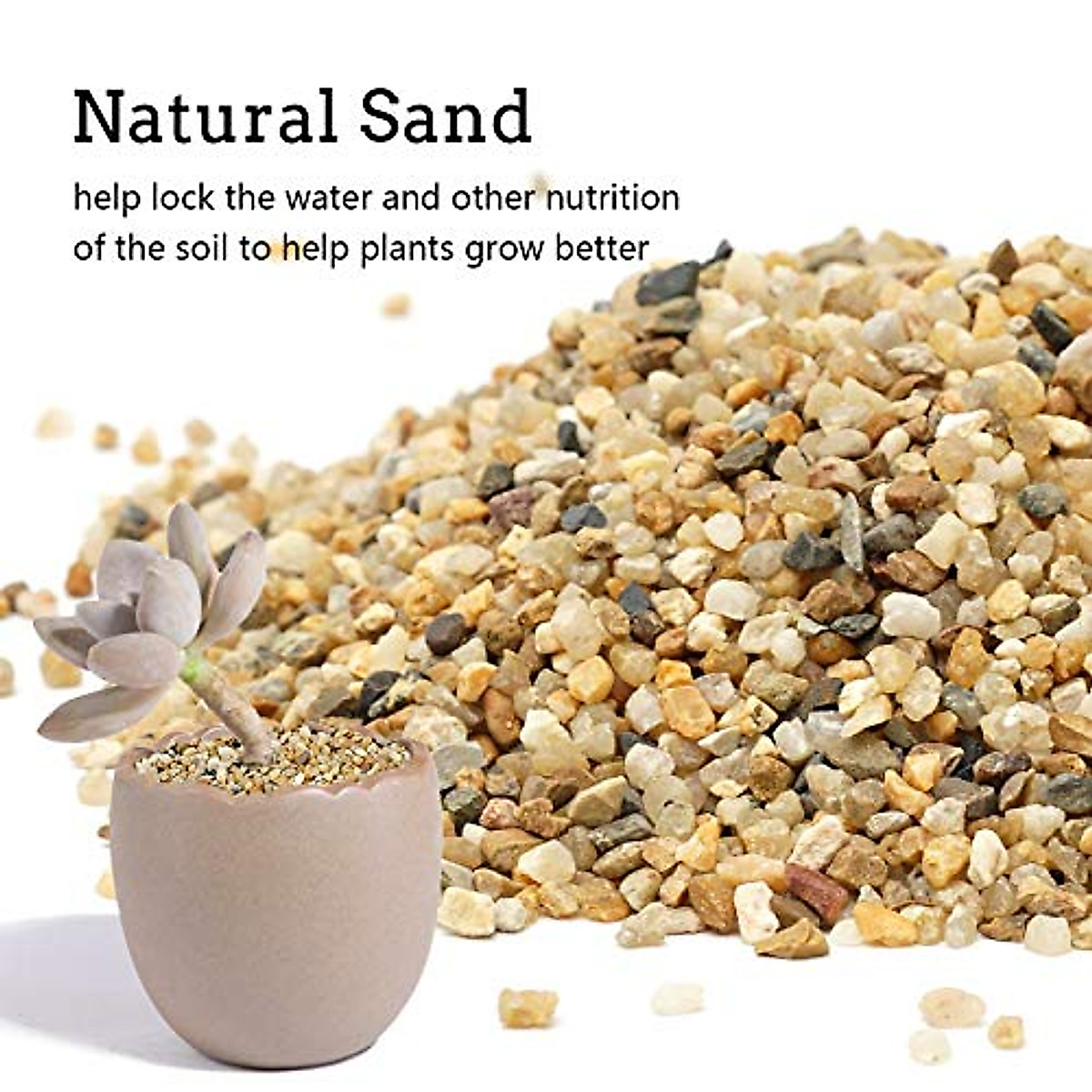 5.7 lbCoarse Sand Stone - Silica Sand for plants, Soil Cover Succulents and Cactus Bonsai DIY Horticultural sand, Decorative Sand for Vases Fillers,Terrarium, Fairy Garden,Natural Sand Top Dressing