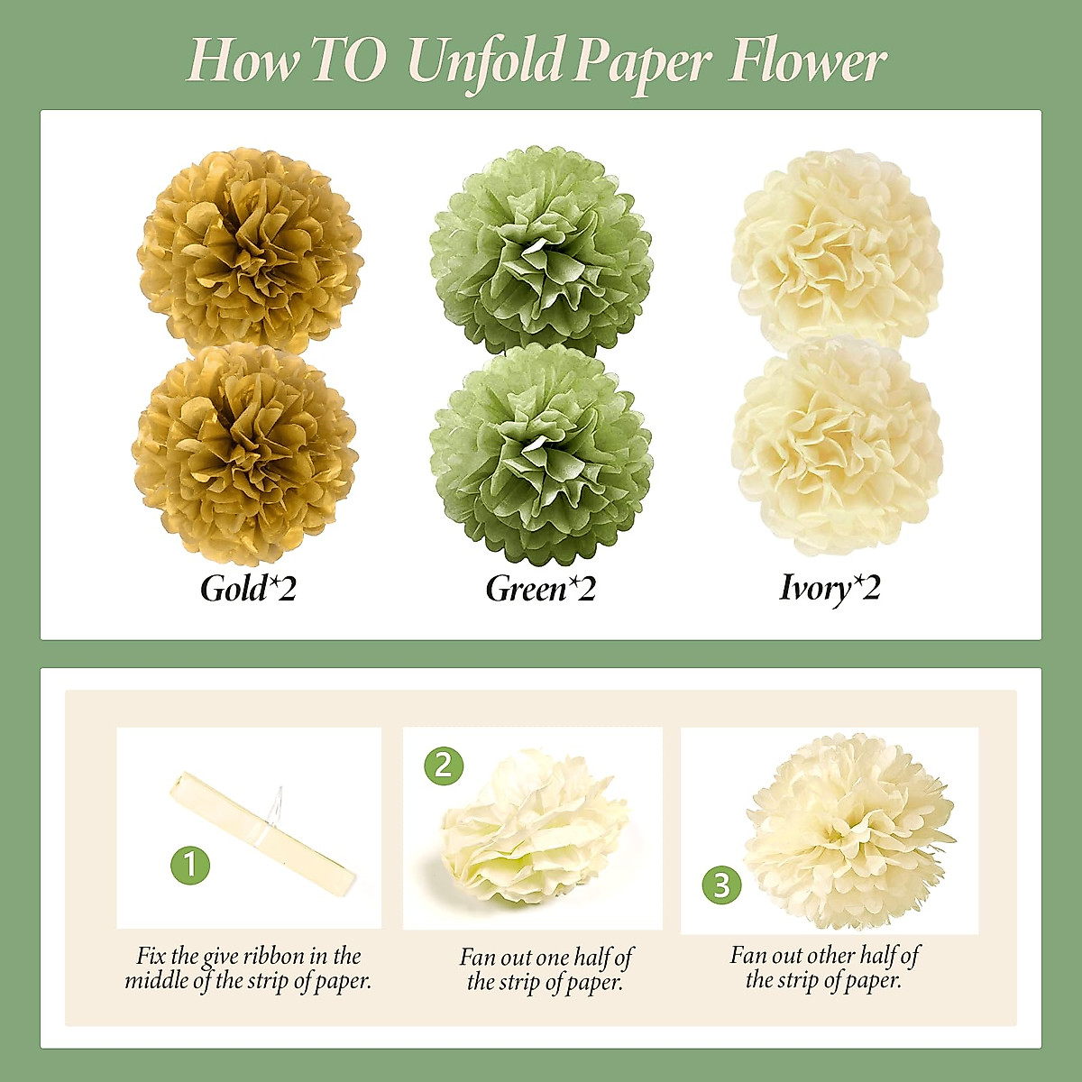 Sage Green Birthday Party Decorations with Birthday Banner,Tissue Tassels Paper Pompoms,Balloons,Birthday Sash,Cake Topper Birthday Decorations for Women Adults