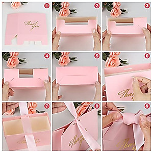 DESOEE Small Gift Bags Thank You Party Favor Bags 20 Pack with Pink Bow Ribbon, Treat Boxes Mini Paper Bags Bulk for Wedding Baby Shower Holidays Birthday Party