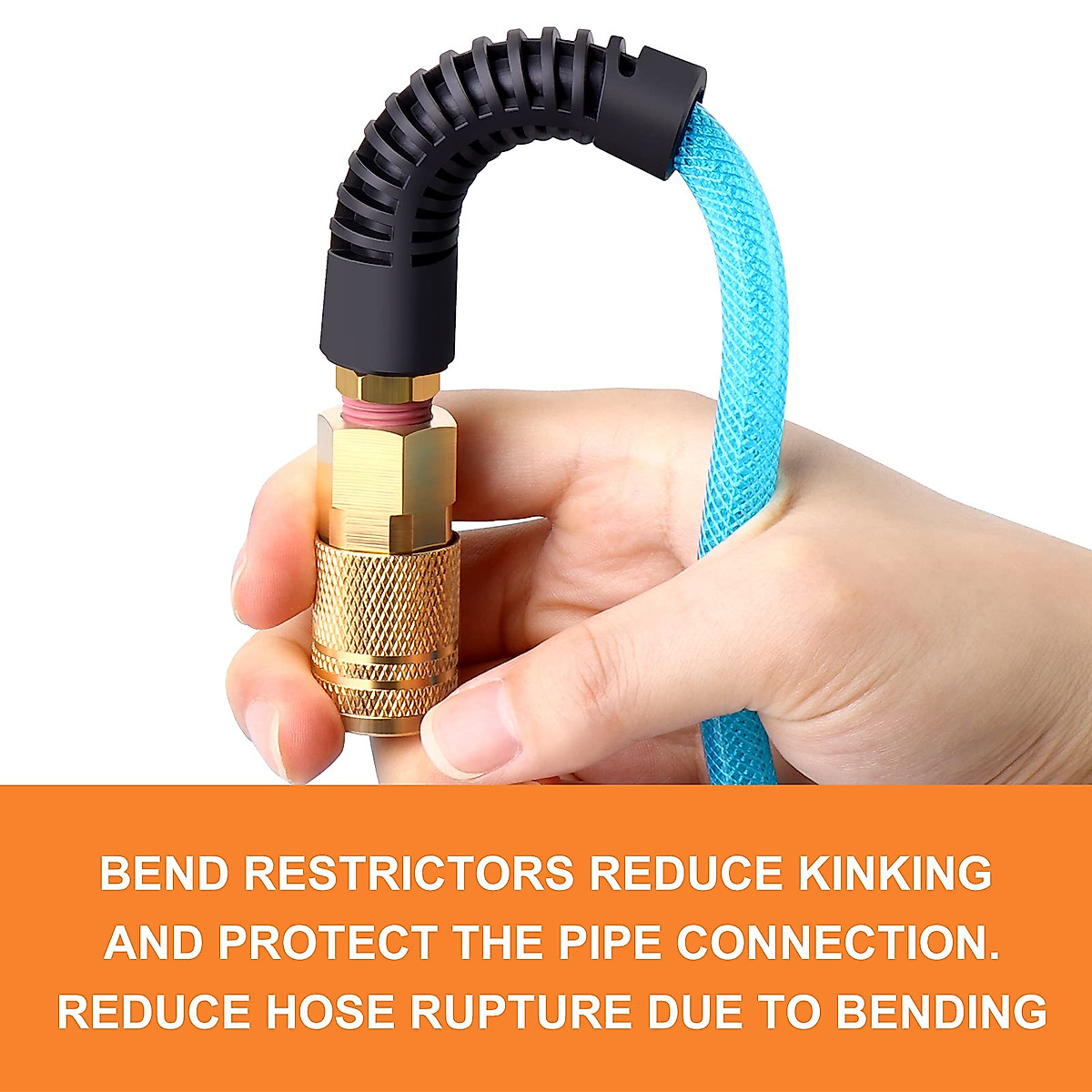 GASHER 1/4'' x 100FT Polyurethane Air Hose, Maximum Working Pressure 300PSI,Composed of Brass And Blue PU hose, Easy to Install