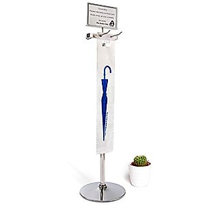 Brella Fella Umbrella Bag Wrapper Station with Sign Frame - Wrap Umbrellas for Rain - Be Safe, Wrap it up! - 100 Long Bags Included
