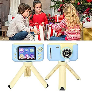 Jeanoko Kids Camera Dual Camera USB Charging Cartoon Kids Selfie Camera Inbuilt Puzzle Games with USB Cable Bracket User Manual for Home Outdoor Use