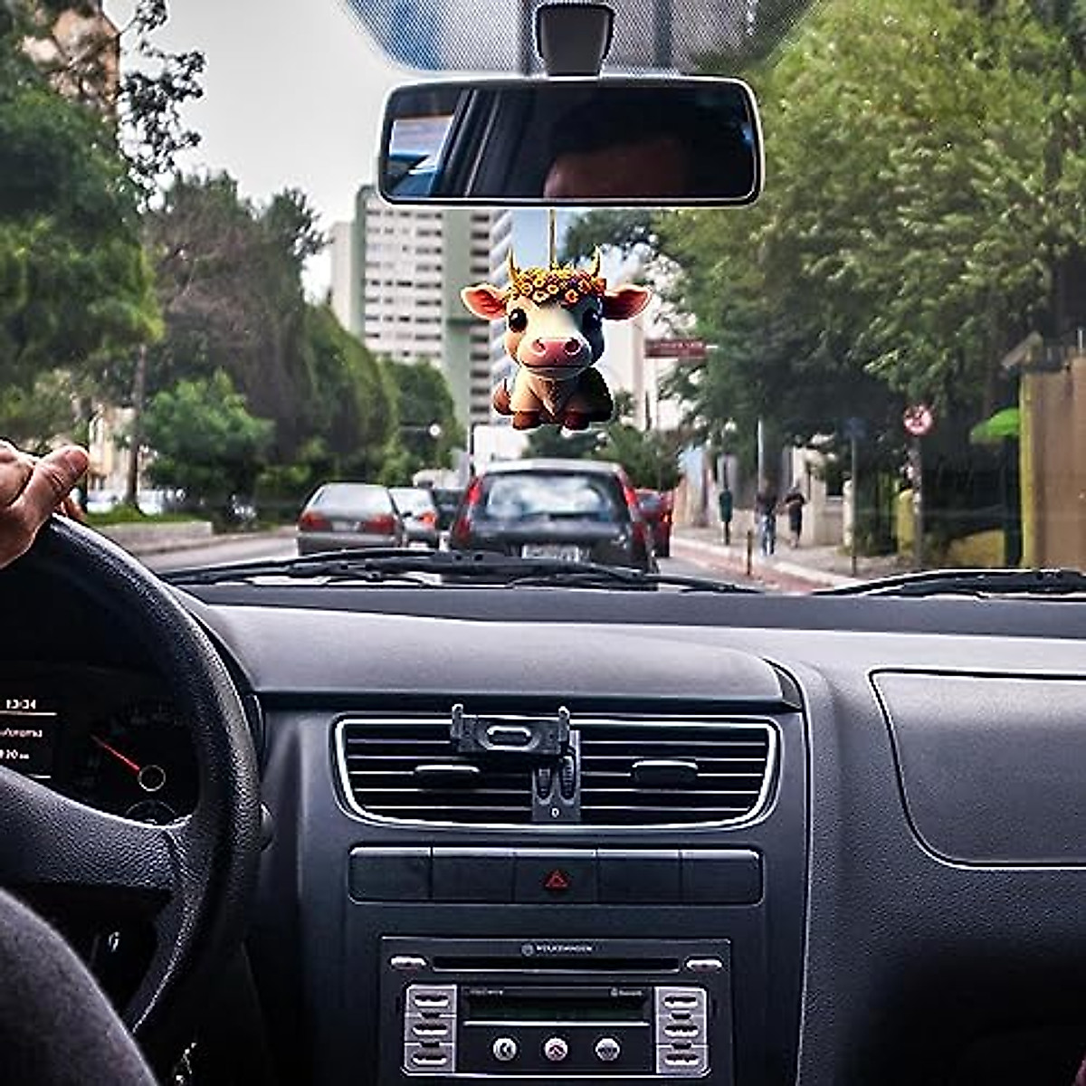 2Pcs Cute Cartoon Cow Car Pendant Home Tree Decoration, Christmas Tree Ornament, Home Decor,Highland Cow Pendants Christmas Tree Decorations