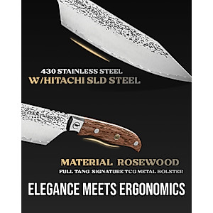 The Cooking Guild Chef Knife - 8 Inches - Grizzly Series - High Carbon Stainless Steel Chefs Knives - Rosewood Handle - Razor Sharp Chef's Knife Designed to Last a Lifetime
